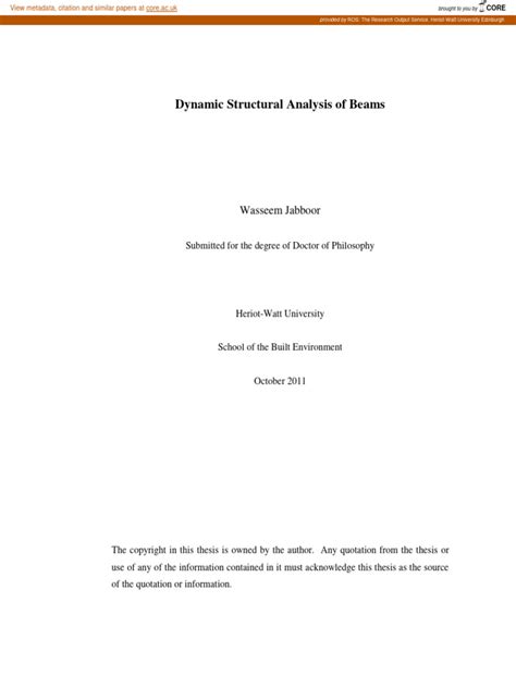 Dynamic Structural Analysis Of Beams Pdf Bending Nonlinear System