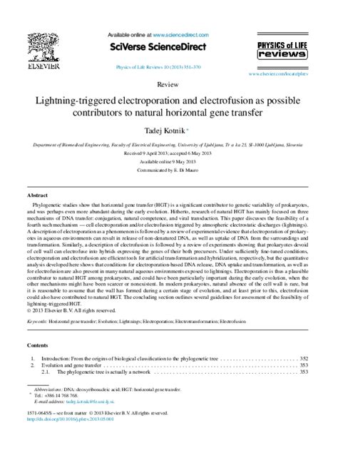 Lightning Triggered Electroporation And Electrofusion As Possible Contributors To Natural