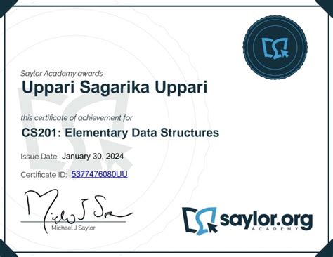 Datastructures Certification Sayloracademy Continuouslearning Techjourney Uppari Sagarika