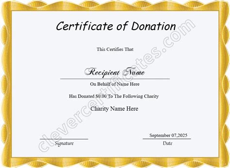 Editable Certificate Of Donation