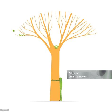 Tree Hug Concept Illustration Of Green Nature Love Stock Illustration