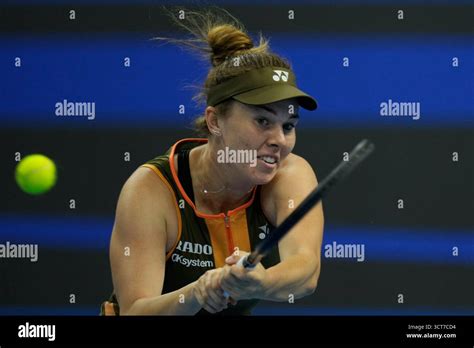 Linda Noskova Of The Czech Republic Returns The Ball From Amanda Anisimova Of The United States