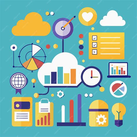 Colorful Cloud Computing And Data Analytics Concept With Charts Graphs And Icons Premium Ai