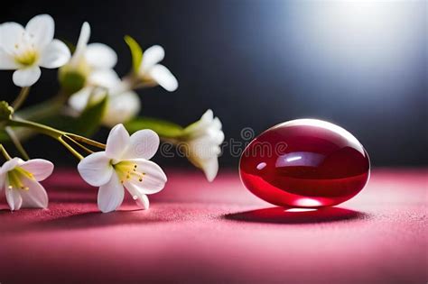 Red Ruby Shining And White Jasmine On Black Table Stock Illustration Illustration Of Ring