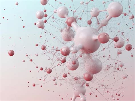 Scientific Illustration Of Molecular Structures In Abstract Design With Soft Colors Stock