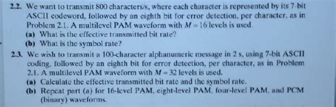 solved we want to transmit 800 characters s where each