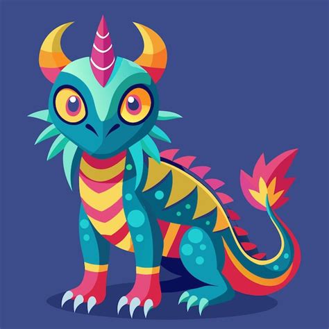 A Cartoon Drawing Of A Dragon With A Tail And Tail Premium Ai