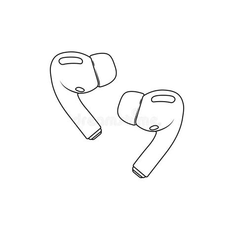 Wireless Earphone Outline Icon Illustration On White Background Stock