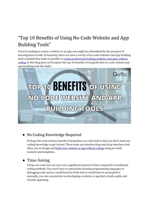 Ppt “10 Benefits Of Using No Code Website And App Building Tools Powerpoint Presentation Id