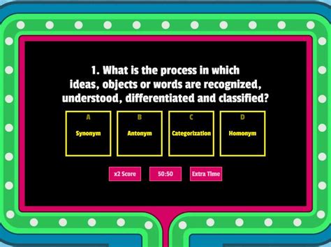Semantic Classification Of Words Gameshow Quiz