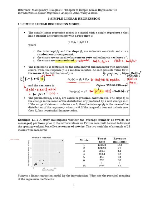 1 Simple Linear Regression Pdf Errors And Residuals Ordinary