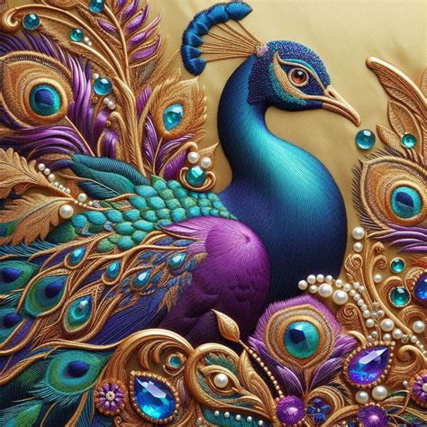 Embroidered Peacock Epuzzle Photo Puzzle