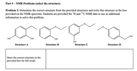 Solved Part NMR Problems Select The Structure Problem Chegg