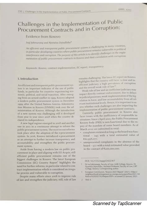 Pdf Challenges In The Implementation Of Public Procurement Contracts And In Corruption