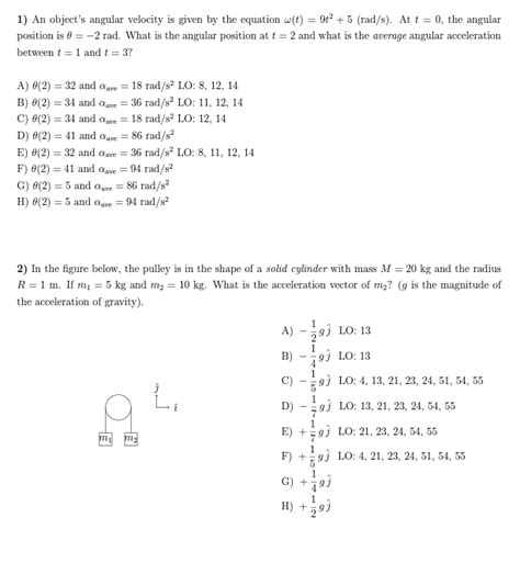 Solved An Object S Angular Velocity Is Given By The Chegg Com