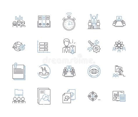 Department Teamwork Line Icons Collection Design Blueprint Structural Construction Building