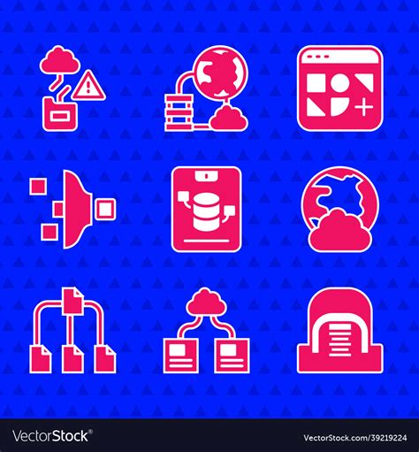 Set Server Data Web Hosting Cloud Technology Vector Image