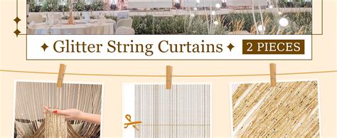 2 Pieces Glitter String Curtains 39x79 Inch Doorway Beads