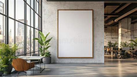 Open Office Space With Large White Wall Frame Natural Light Industrial Style Architecture