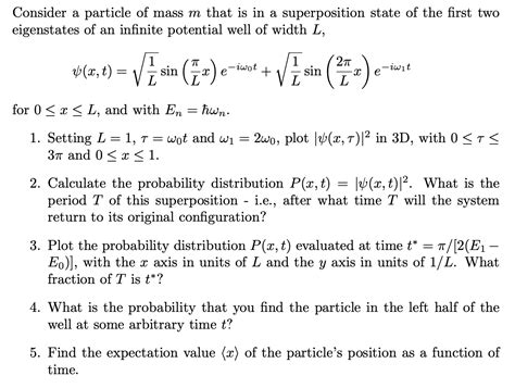 Solved Consider A Particle Of Mass M That Is In A