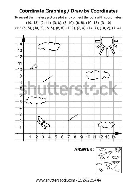 Coordinate Graphing Or Draw By Coordinates Math Worksheet With Paper Aeroplanes To Reveal The