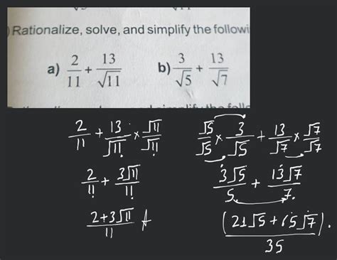 6 Rationalize Solve And Simplify The Following Fractionsa 112 11 1