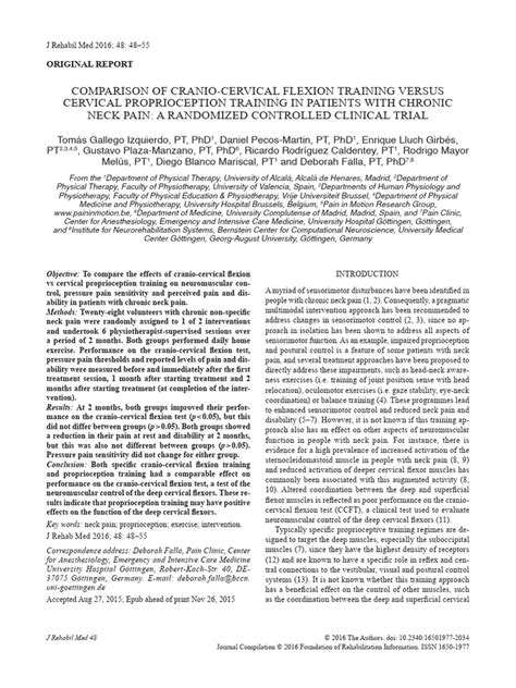 Comparison Of Cranio Cervical Flexion Training Versus Cervical Proprioception Training In Pts