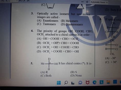 Optically Active Isomers But Not Mirror Images Are Called Filo
