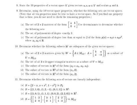 vector space properties