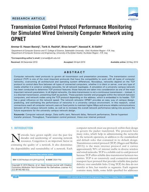 Pdf Transmission Control Protocol Performance Monitoring For Simulated Wired University