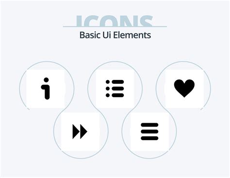 Basic Ui Elements Glyph Icon Pack 5 Icon Design Sign Love Info Write Task 19278924 Vector