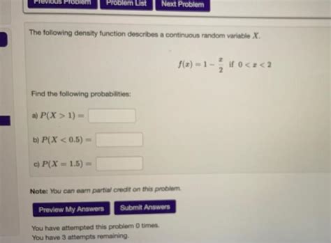 solved the following density function describes a continuous