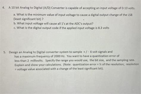 Solved A Bit Analog To Digital A D Converter Is Chegg