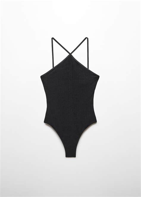 Mango Halter Neck Swimsuit In Black Endource
