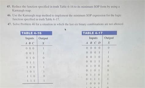 Solved 45 Reduce The Function Specified In Truth Table 4 16