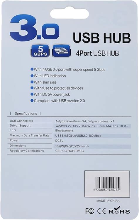 Generic 4 Port Usb 3 0 Ultra Slim Data Hub With 30cm Extended Cable For Desktops Laptops