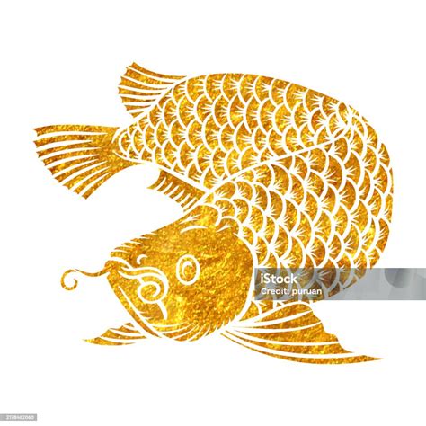 손으로 그린 금박 질감 Arowana 물고기 벡터 벡터 일러스트 레이 션 광학 작용에 대한 스톡 벡터 아트 및 기타 이미지 광학 작용 낙서 드로잉 노랑 Istock