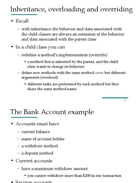 Inheritance Overloading And Overriding Recall Pdf Method Computer Programming Class