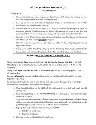 đề thi java ptit PDF