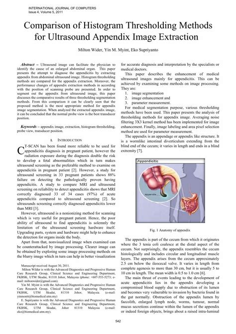 Pdf Issue 4 Volume 5 2011 Comparison Of Histogram Thresholding