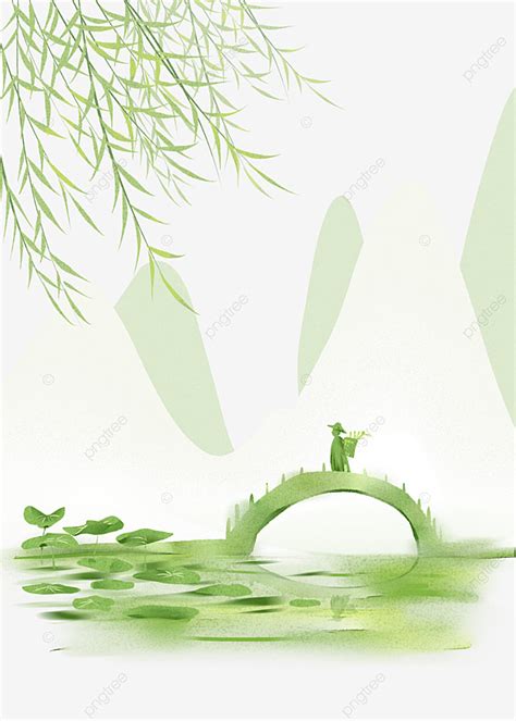 청밍 그린 브릿지 일러스트 초록 작은 다리 줄무늬 Png 일러스트 및 Psd 이미지 무료 다운로드 Pngtree