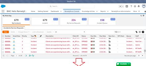 bmc helix remedyforce post winter 22 release console page shows extra