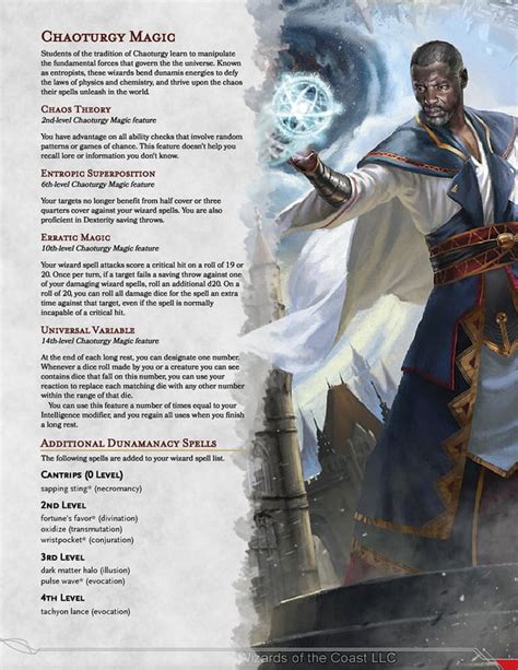 Chaoturgy Magic Wizard Dunamancy Subclass For Egtw Bonus Spells And Particle Beams Included