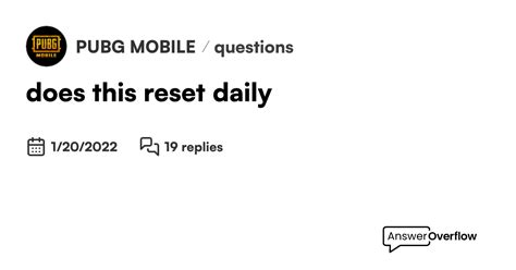 Does This Reset Daily Pubg Mobile