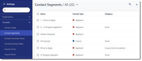 working with contact segments liaison
