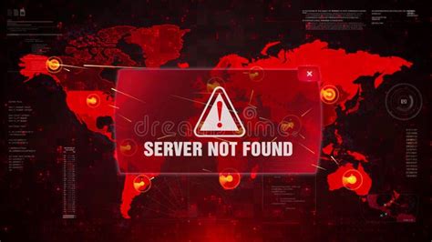 Server Not Found Alert Warning Attack On Screen World Map Loop Motion