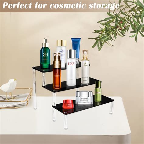 Display Stand Acrylic Riser Perfume Organizer Black Display Riser For Cupcake