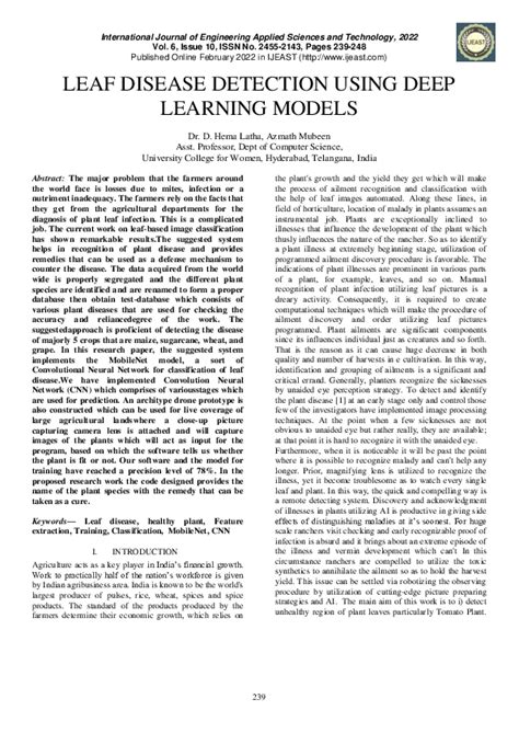 Pdf Leaf Disease Detection Using Deep Learning Models