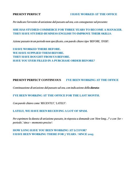 Present Perfect Simple E Continuous Pdf
