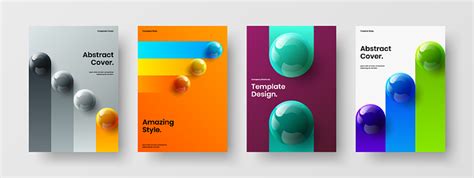 놀라운 브로셔 A4 벡터 디자인 일러스트 컬렉션 독특한 3d 구책 커버 레이아웃 세트 A4 용지에 대한 스톡 벡터 아트 및 기타